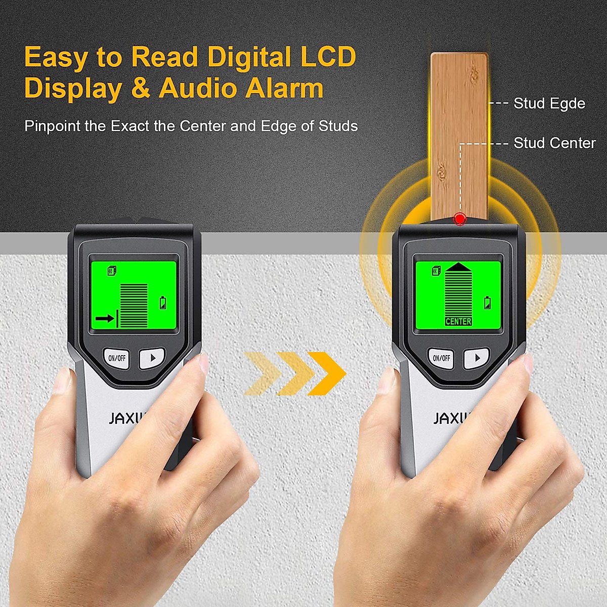 Stud Finder Wall Scanner - 5 in 1 Stud Finder Tool with Intelligent Microprocessor Chip and HD LCD Display, Stud Detector Beam Finders for the Center and Edge of Wood AC Wire Metal Studs Joist Pipe