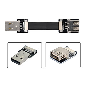 cablecc USB 2.0 Type-A Male to Female Extension Data Flat Slim FPC Cable for FPV & Disk & Scanner & Printer 20CM