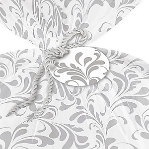 WRAPAHOLIC 56" Large Plastic Gift Bag - Silver Floral Design for Birthdays, Mother's Day, Wedding, Baby Shower, Parties, or Any Occasion - 56" H x 36" W