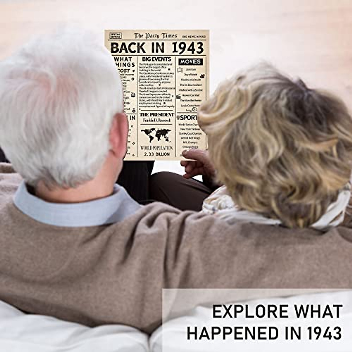 HOMANGA 80th Birthday Decorations for Men and Women, 3 Pieces Vintage 80th Birthday Anniversary Posters, Back in 1943 Party Decoration Supplies, 80th Gifts for Men and Women 8x10 Inch