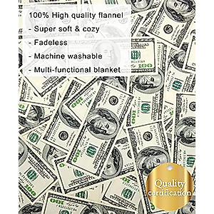 KYKU Money Blanket Throw Funny 100 Dollar Bill Cash Us Cute Things Family Novelty Cool Stuff for Teen Girls, Boys, Women, Men, Students, Gamer, Anyone, Fun Friends Birthday Gifts (Green, 60" × 80")