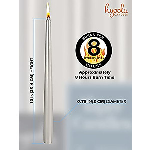 Hyoola Tall Taper Candles - 10 Inch - Metallic Titan - Dripless - 12 Pack - 8 Hour Burn Time