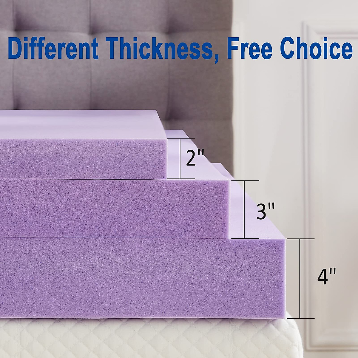 SINWEEK 4 Inch Gel Memory Foam Mattress Topper Ventilated Soft Pressure Relieve Mattress Pad, Breathable Bed Topper, CertiPUR-US Certified, Queen Size