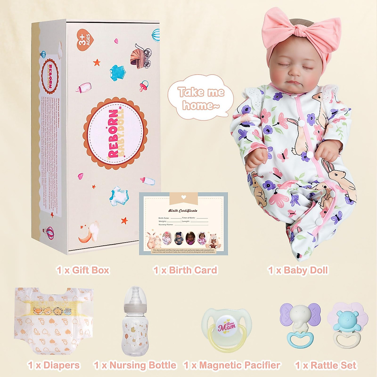 BABESIDE Reborn Baby Dolls Connie - 20 inch Soft Vinyl Realistic-Adorable Baby Doll Real Life Lifelike Baby Dolls with Complete Accessories Perfect for Cuddling, Playtime, and Gift Giving