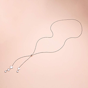 YinShan Long Chain Dainty Necklace Simple Style 925 Sterling Silver Pendant Adjustable Y Shaped Back Necklace Jewelry (multiple heart)