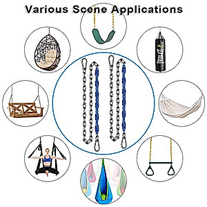 Dakzhou 64inch Stainless Steel 304 Permanent Rust Chain (2)+ 4 Free Quick Links, 1000LB Load Bearing, for Swing, Yoga, Hammock, sandbag Suspension.