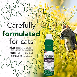 Vet's Best Flea and Tick Gentle-Mist Spray for Cats | Flea and Tick Spray with Certified Natural Oils | Gentle-Mist Spray for Easy Application and Control | 6.3 Ounces