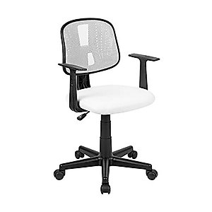 Flash Furniture Flash Fundamentals Mid-Back White Mesh Swivel Task Office Chair with Pivot Back and Arms