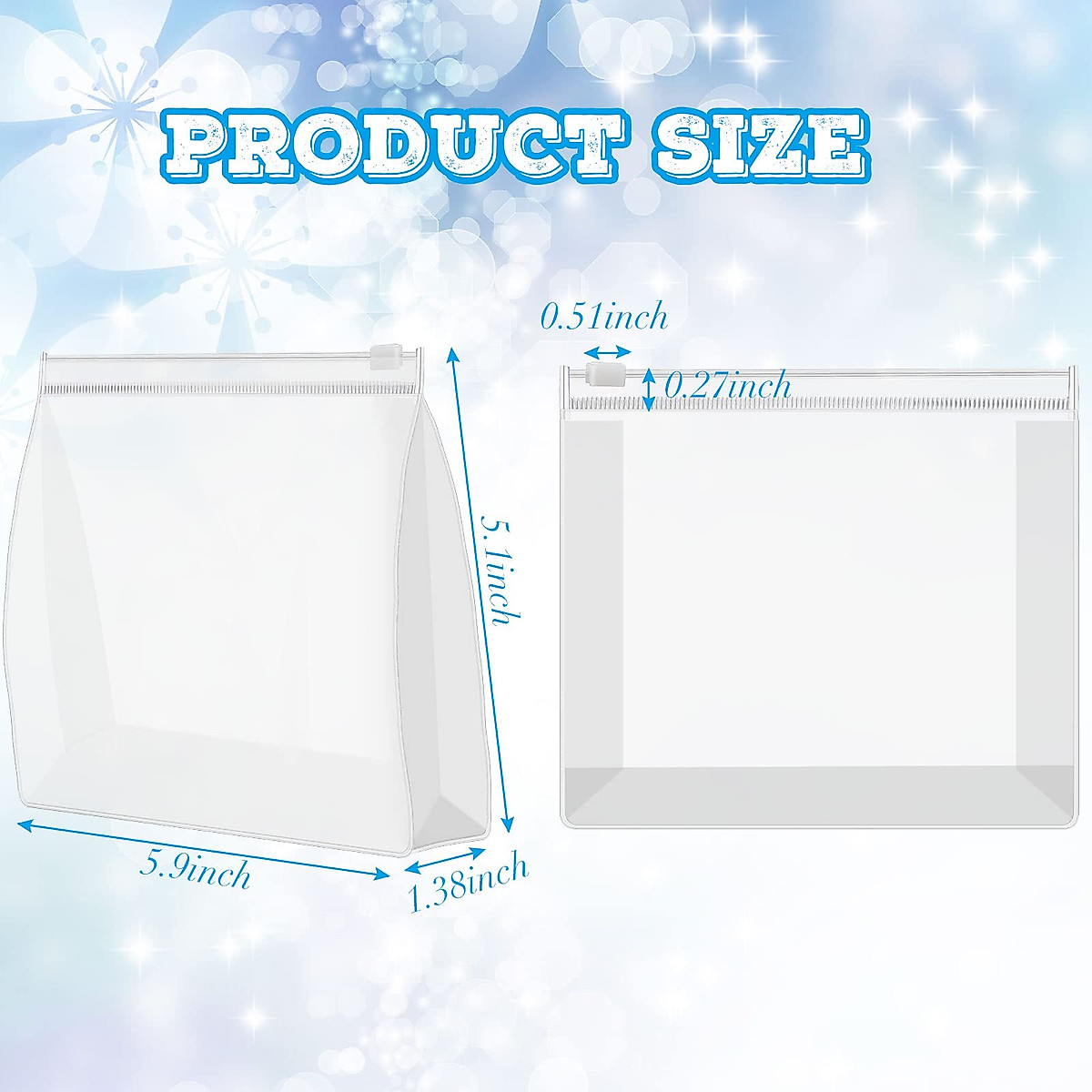 60 Pcs Mini Clear Makeup Bags Bulk Cosmetic Bags with Zipper Mini Clear Makeup Bags Clear Pouches with Zipper PVC Clear Zipper Pouches Plastic Transparent Waterproof Toiletry Bags for Travel Home