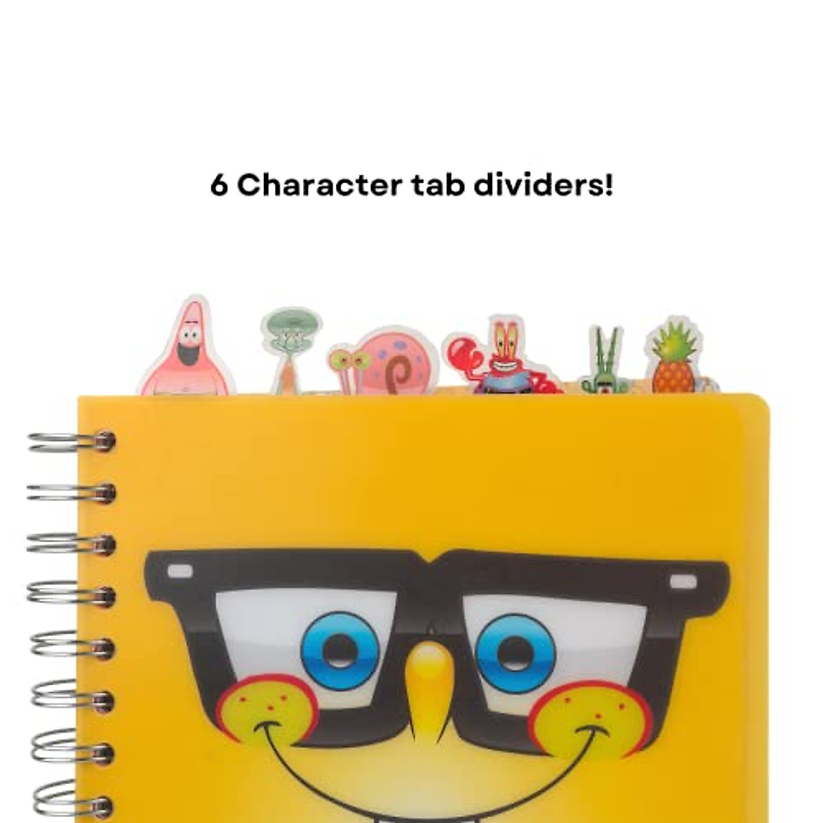 Innovative Designs Nickelodeon Spongebob Squarepants Tab Journal Notebook, Spiral Bound, 144 Lined Pages, 8 x 7 inches