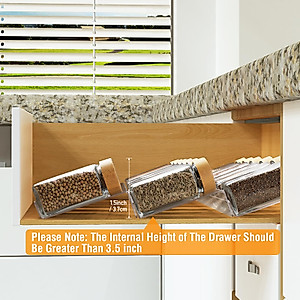 Suneerplay Spice Drawer Organizer 4 Tier, Acrylic Seasoning Organizer Rack, Clear Spice Rack Tray, Kitchen Seasoning Jars Drawers Insert (Jars Not Included/ Expandable From 9" to 18")