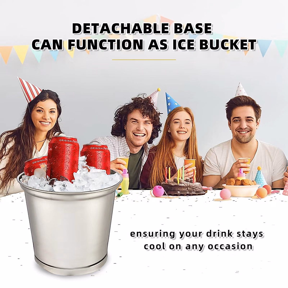 Cold and Hot Beverage Dispenser With Ice Container, 2.2 Gallon Stainless Steel Drink Dispensers Machine with Stand and Spigot for Hot Tea & Coffee, Cold Milk, Water, Juice, Beer