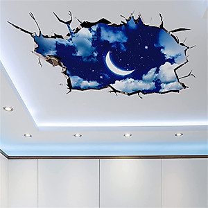 3D The Milky Way Removable Wall Decal Galaxy Stickers Cosmic Home Wall Art Decor for Boys Bedroom Nursery Baby Playroom Living Room Wall Decoration, Blue