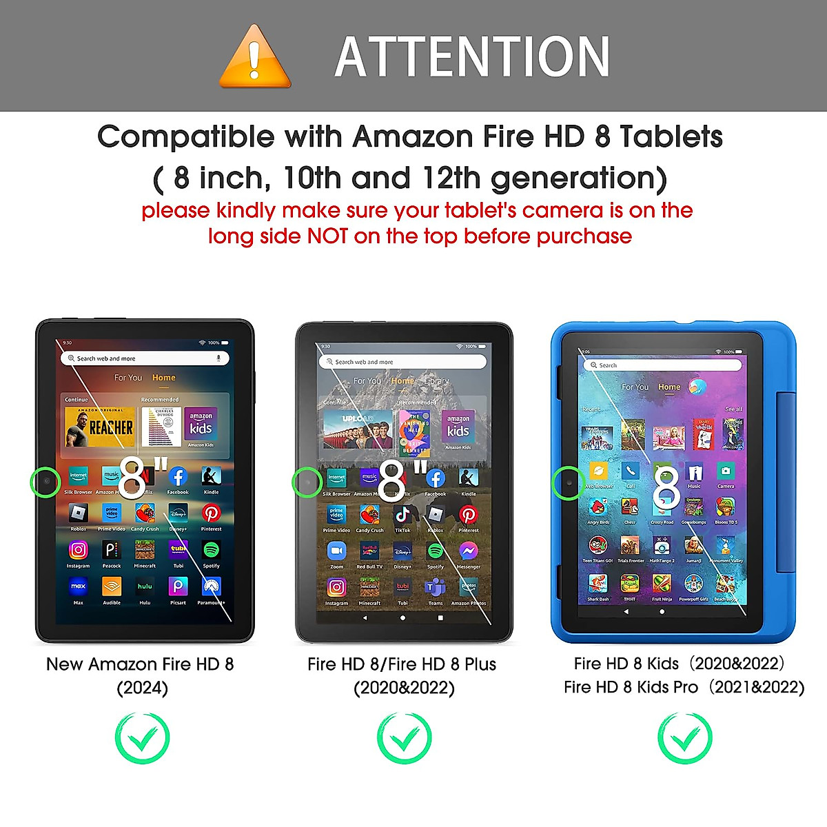 OMOTON Screen Protector for New Amazon Kindle Fire HD 8/8 Plus/Kids/Kids Pro Tablet(2024/2022/2020, 12th/10th Generation, 8 inch), Tempered Glass/9H Hardness/Case Friendly, 2 Pack