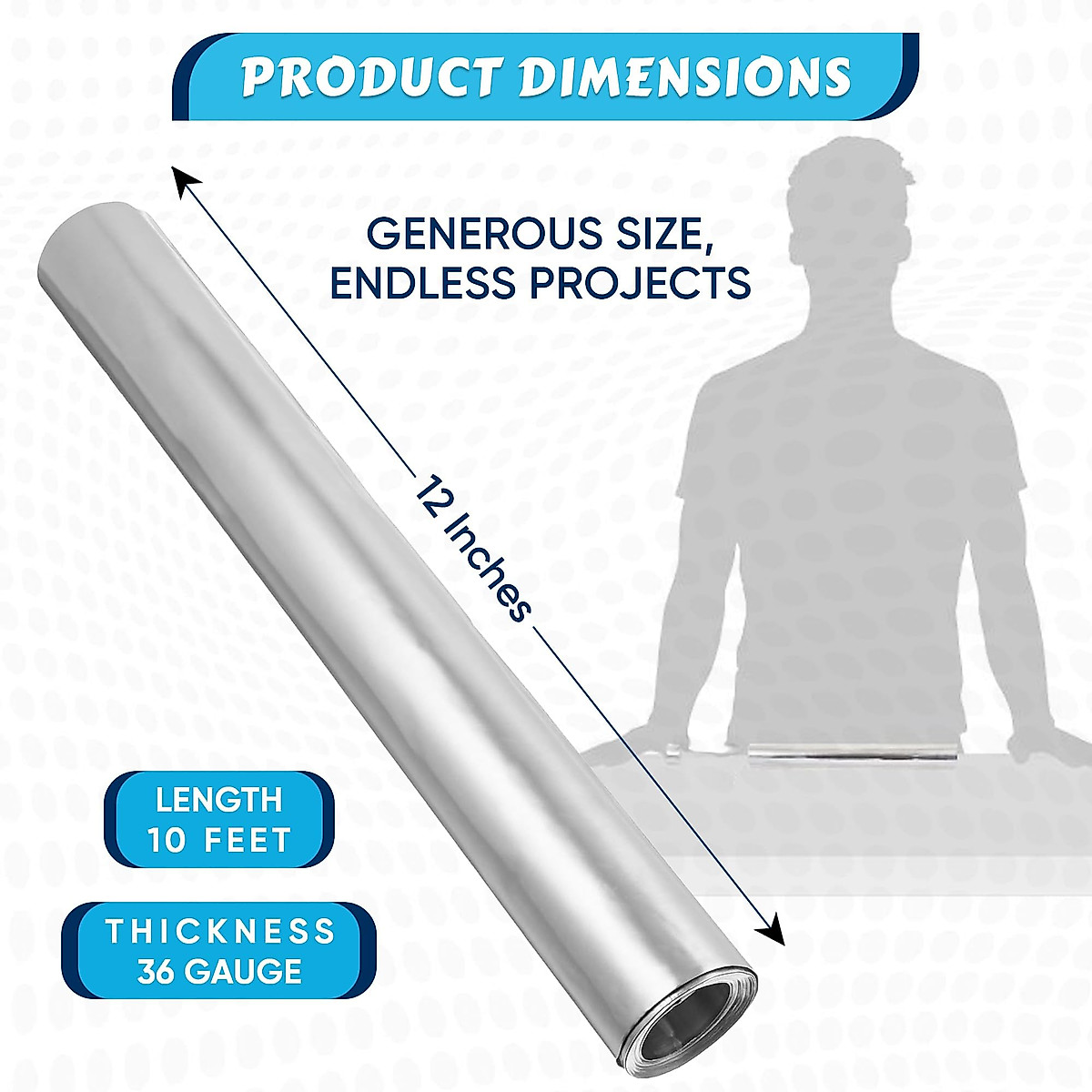 St. Louis Crafts 36 Gauge Aluminum Metal Foil Roll, 12 Inches x 10 Feet