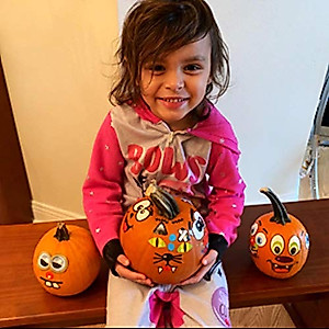 36 Packs Halloween Pumpkin Decorating Stickers, 18 Sheet Pumpkin Face Stickers in 12 Designs for Halloween Party Supplies Trick or Treat Party Favors