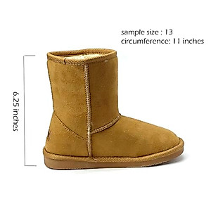 REDVOLUTION New Kids Classic Snow Boots Faux Fur Midcalf Outdoor Boots (Big Kid) (4030 camel, numeric_2)