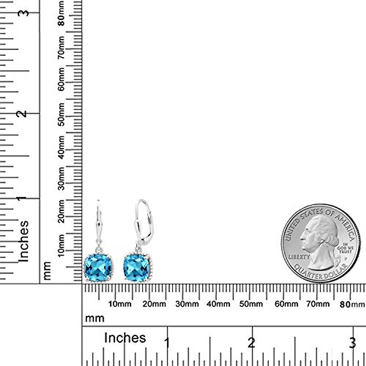 Gem Stone King 925 Sterling Silver 8MM Cushion Gemstone Birthstone Leverback Drop Dangle Earrings for Women