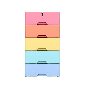 Nafenai Plastic Cabinet 5 Drawers Storage Dresser,Small Closet Drawers Organizer Unit for Clothes,Toys,Bedroom,Playroom,Colorful