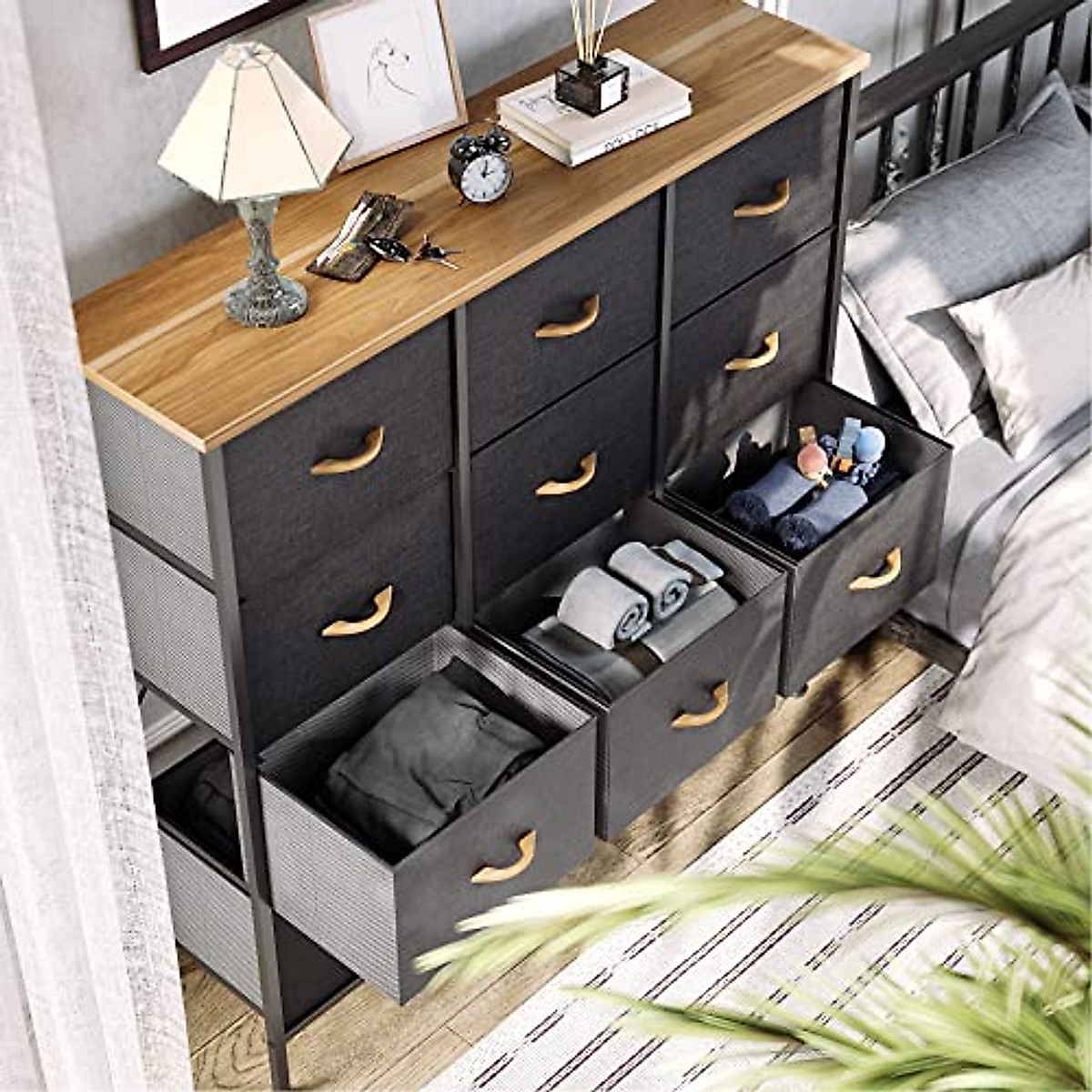 YITAHOME Bedroom Dressers with Drawers - Fabric Dresser for Closet, 12 Drawer Fabric Dresser, Living Room, Hallway, Closets & Nursery - Sturdy Steel Frame, Wooden Top & Easy Pull Fabric Bins