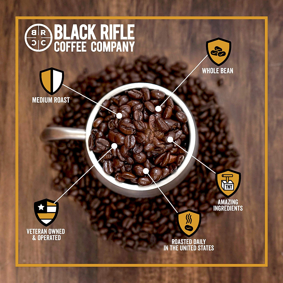 Black Rifle Coffee Company, AK-47 Espresso,100% Arabica Coffee,Colombian Supremo Roasted Dark, Whole Bean 12 oz Bag