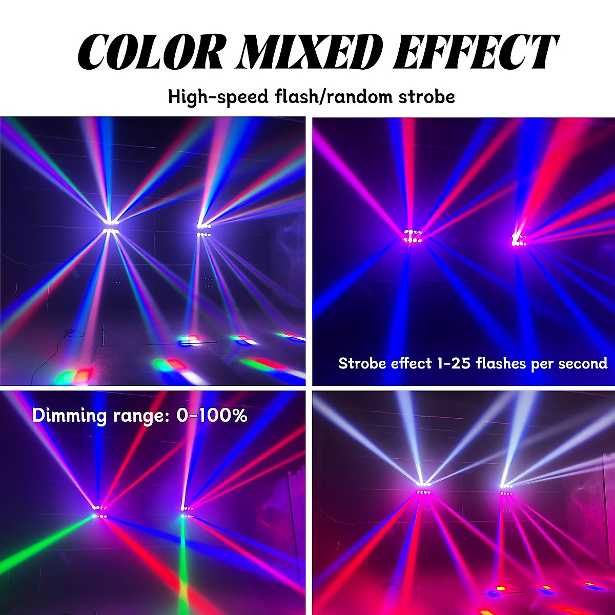 8x15W Spider Moving Head Light LED RGBW 4in1 Portable Stage Light, Strobe Party Beam DJ Lighting DMX 512 & Sound Activated for KTV Disco Party Event