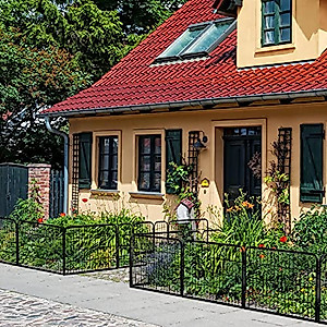 Yaheetech Decorative Garden Fence - 24in x 43ft Rustproof Folding Fencing Landscape Patio Flower Bed Animal Barrier Border for Dog Outdoor Fences Black