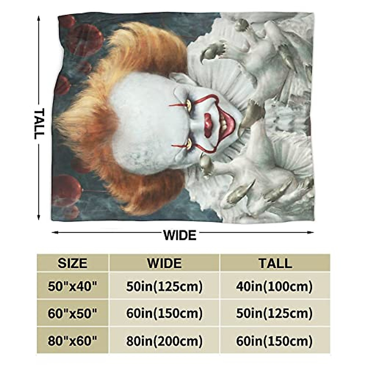 Clown Ultra-Soft Micro Fleece Blanket Throw Fuzzy Lightweight Hypoallergenic Plush Bed Couch Living Room