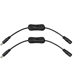 Qaoquda 2pcs DC 5.5mm x 2.1mm Male to Female DC Power Inline Cable with On Off Switch Jack Connector for Led Strip Light CCTV Camera, No Need Soldering (5.5X2.1mm)