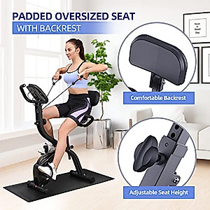 Foldable Exercise Bike, Sportneer 2023 New Version 3 in 1 Resistance Stationary Bike with 16 Level Magnetic, Indoor Cycling Bike with PVC Floor Mat, Folding Workout Bike, Versatile LCD Screen, Heart Rate Grip