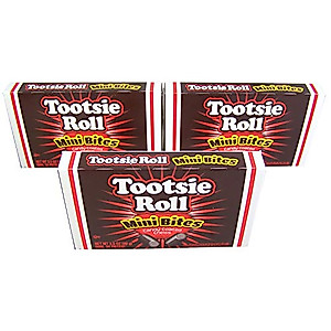 Tootsie Roll Mini Bites Candy Coated Chews Movie Theater Box, 3.5 oz (Pack of 3)
