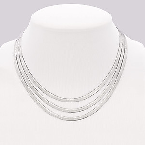 Ross-Simons Italian Sterling Silver Layered Herringbone Necklace. 18 inches