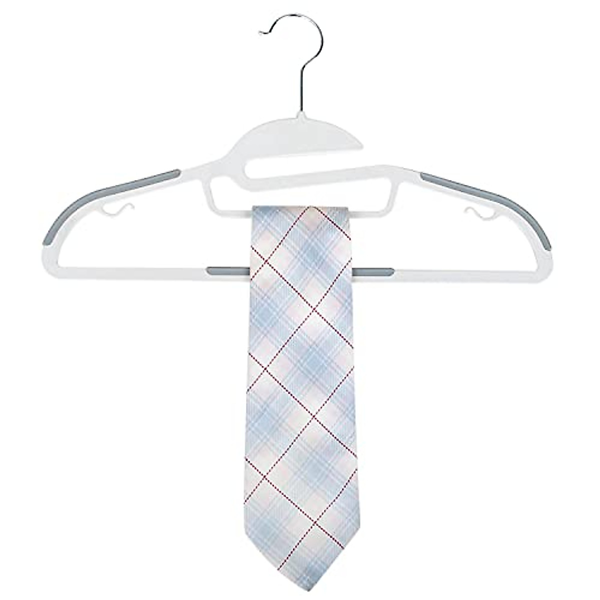 Simplify 8 Pack Ultimate Hanger | S-Shape Collar Saver | Ultra-Thin | Non-Slip | Accessory Bar | Belts | Scarves | Ties | Tank Top | Closet Organization | White