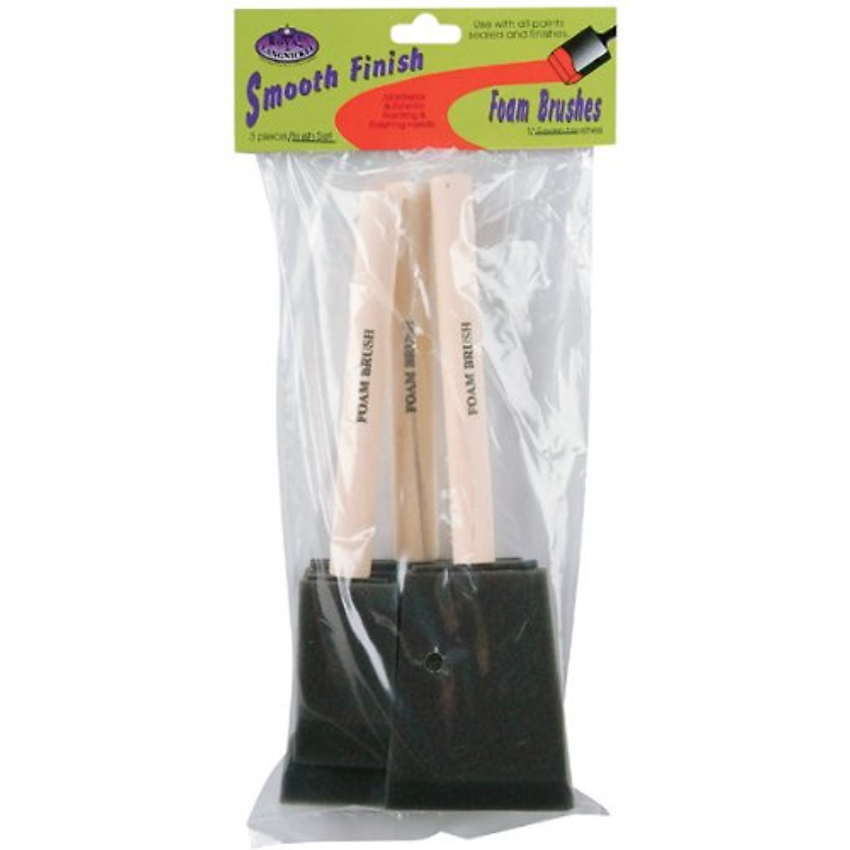 ROYAL BRUSH RFOMW-3P Foam Brush, 3-Pack Darkassorted, 1", 2" & 3"