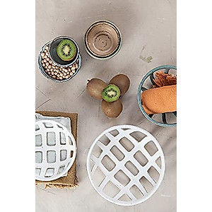 Creative Co-Op S/2 Stoneware Fruit w Reactive Glaze Basket, White, 2