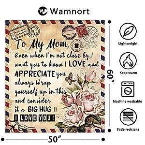 Wamnort Mom Blanket Gift Personalized Fleece Throw Envelope Blanket Birthday Gifts for Women from Daughter 50x60 inch