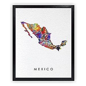 Dignovel Studios 8X10 Unframed Mexico Map Watercolor Art Print Map Motherland Country North America illustrations Art Print Wall Wedding Poster Housewarming Wall Décor DN766