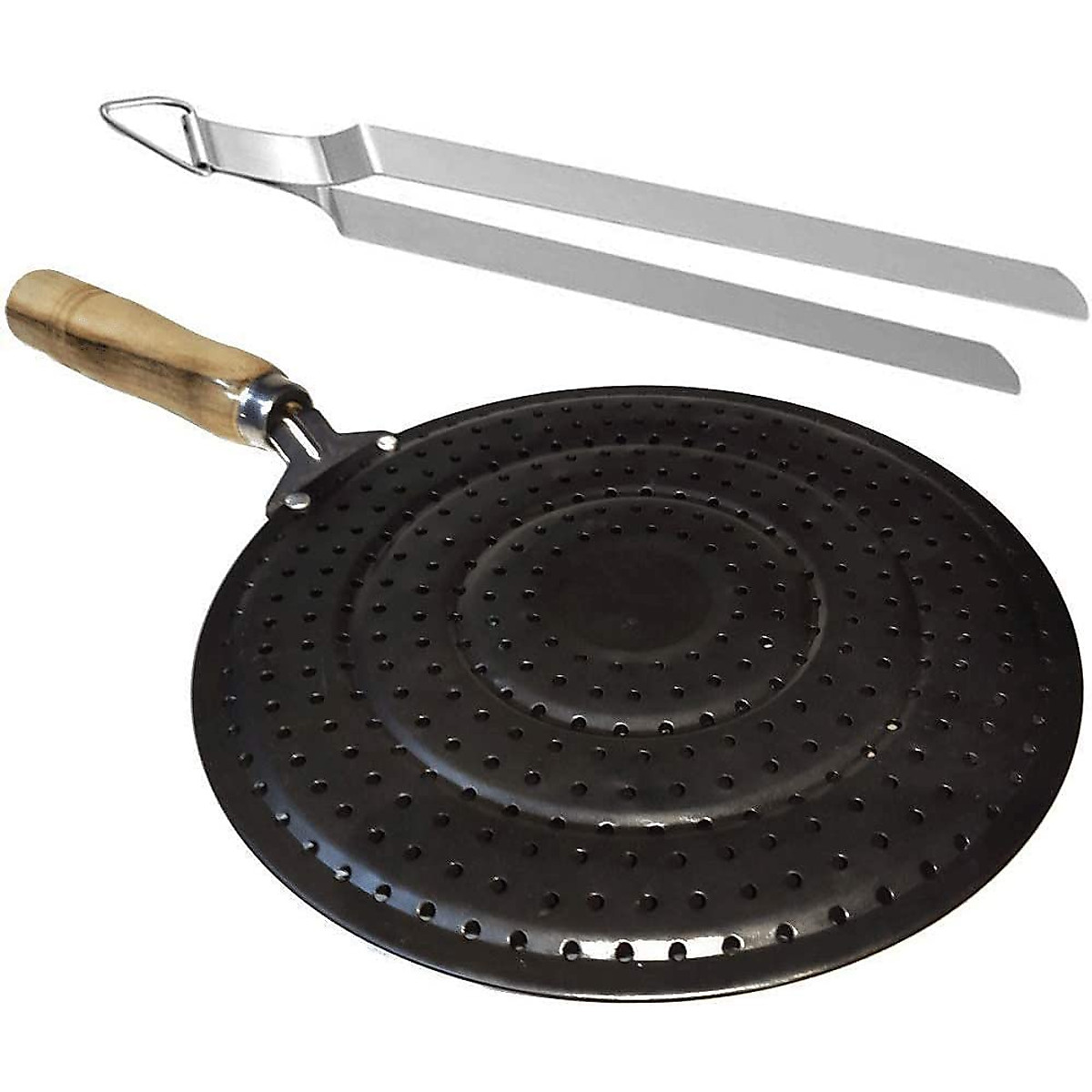 Set Of 2 Stainless Steel Roasting Net With Stainless Steel Tong Cooking Rack For Papad/Khakhra Baking Roti and Parathas Indian Kitchen Accessories Wire Roasting Net - (Black)