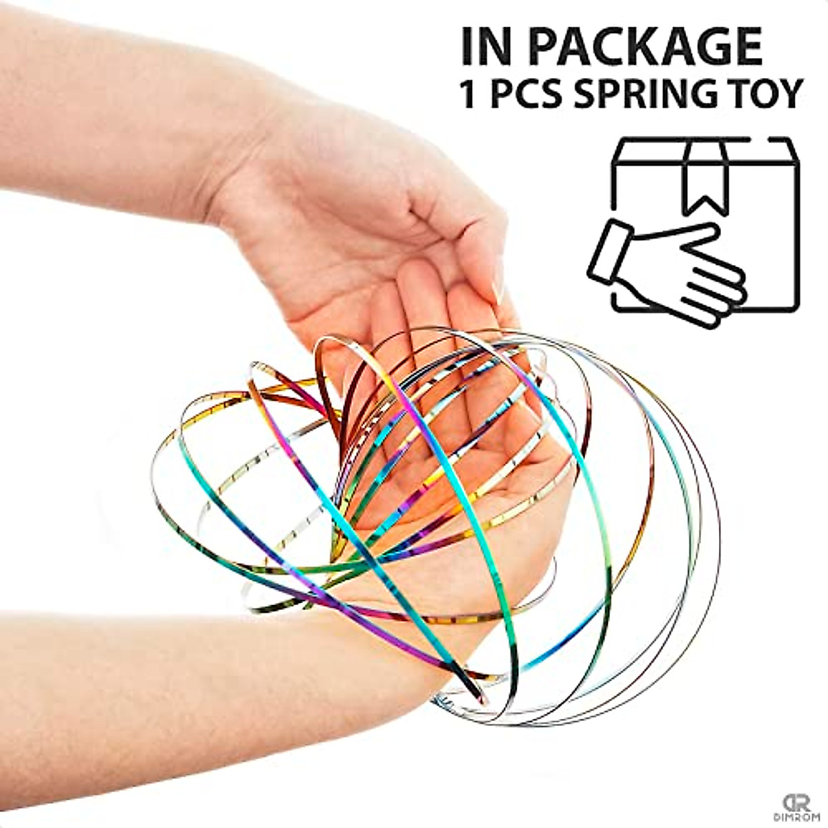 Flow Ring Spinner Ring Arm Toy - Magic Ring Game for Kids Arm Bracelet Kinetic Spiral Flow Ring Spring Toy - 3D Roll Rings Arm Slinky Metal Toy Stainless Ring - Infinity Loop Rainbow Kinetic Flow Ring