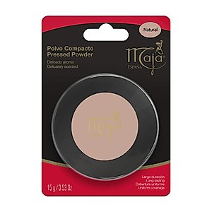 Natural Maja Pressed Powder| Delicately Scented Pressed Powder, Mirror and Tassel Compartment for Flawless Skin; 0.53 Ounces
