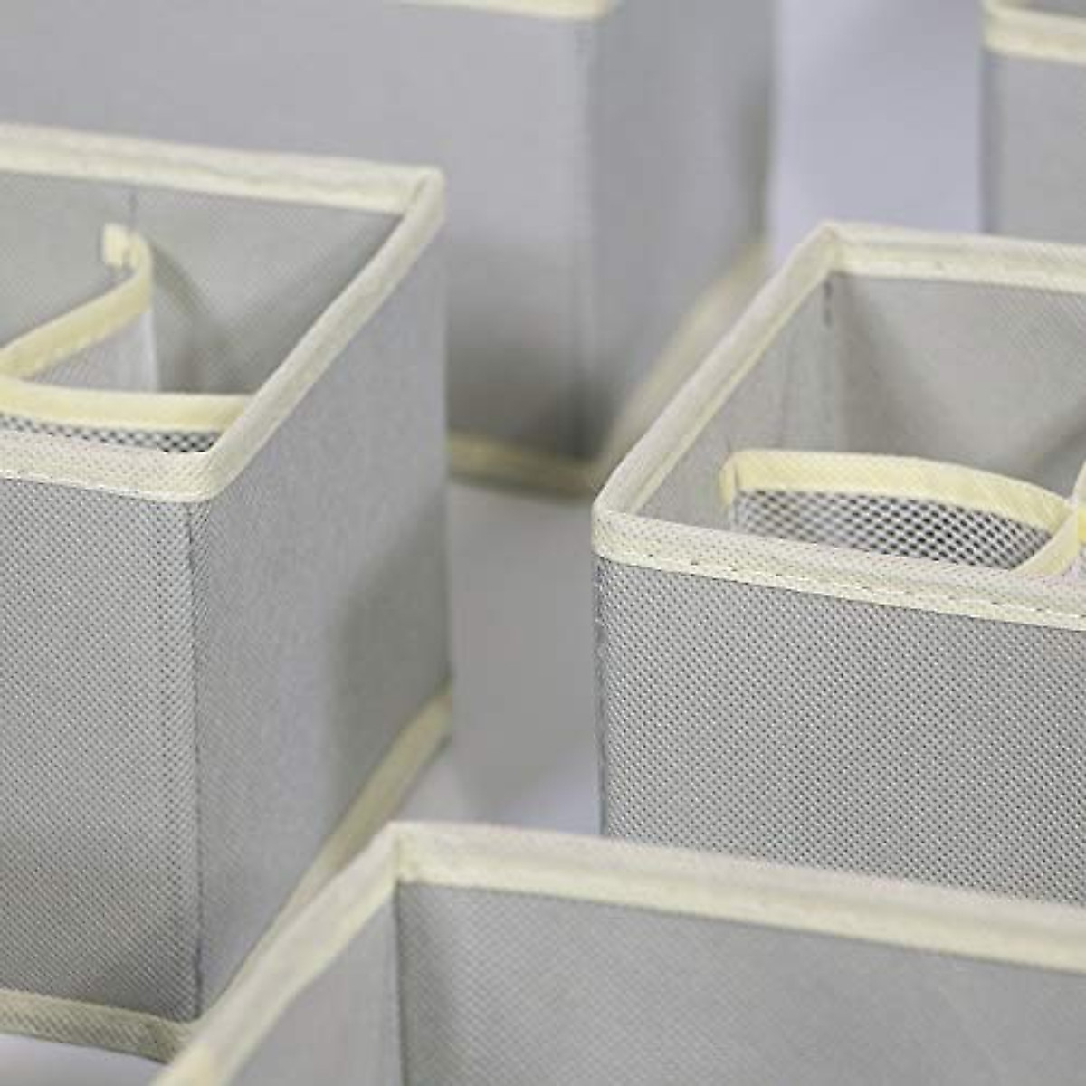 Set of 12 Foldable Drawer Organizer Dividers Cloth Storage Box Closet Dresser Organizer Cube Fabric Containers Basket Bins for Underwear Bras Socks Panties Lingeries Nursery Baby Clothes Grey NN246