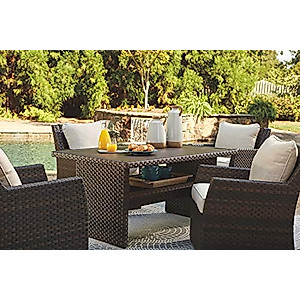 Signature Design by Ashley Outdoor Easy Isle Multi-Use Resin Wicker Patio Table, Dark Brown