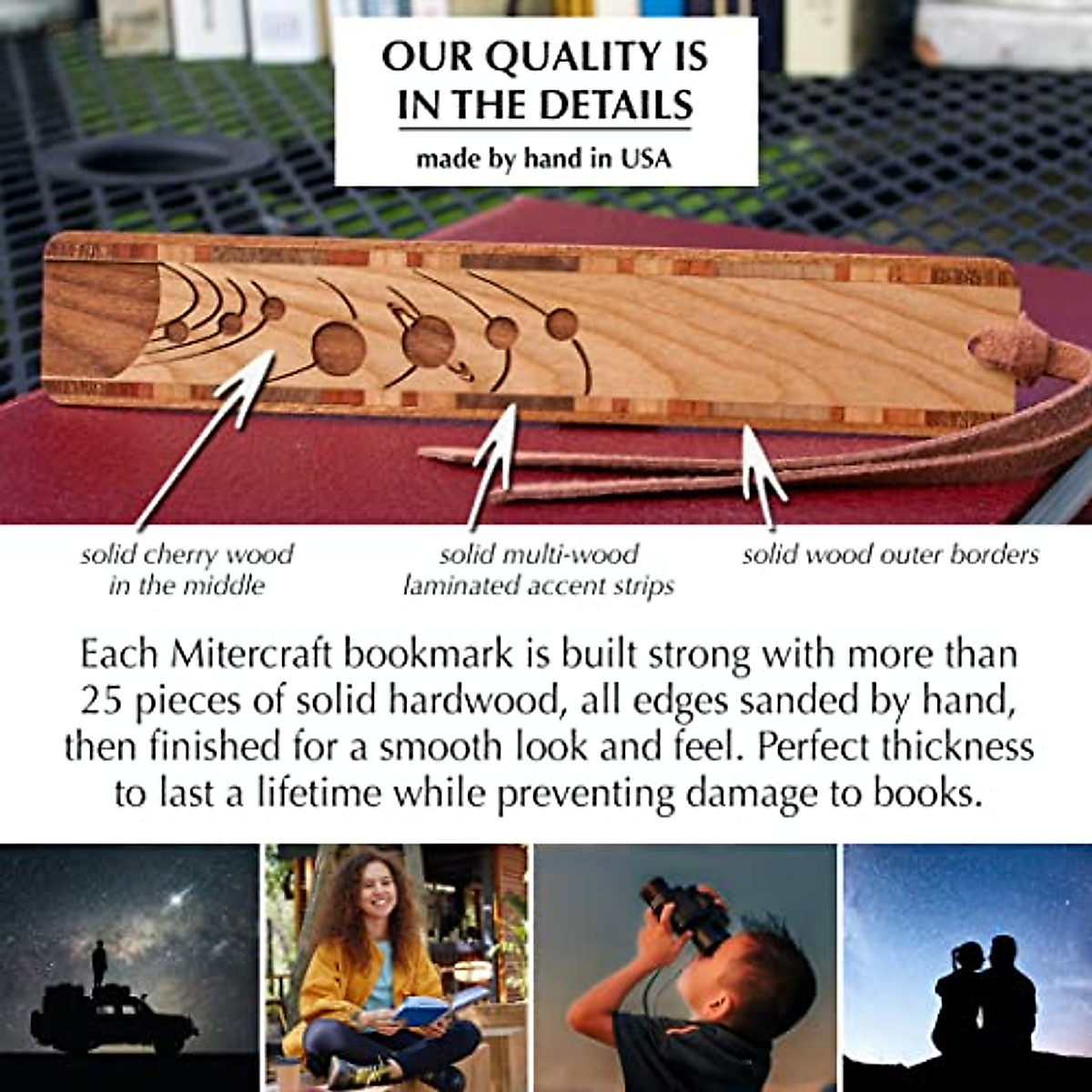 Planets Orbiting Outer Space Mercury Venus Mars Juniper Saturn Uranus Neptune Pluto Engraved Wooden Bookmark - Also Available with Personalization - Made in USA