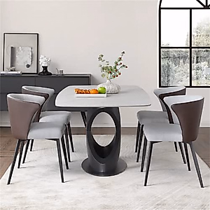 Modern Dining Table for 8, X Legs-Base Kitchen Table Without Chairs, Sintered Stone Tabletop Dining Room Table, 71"