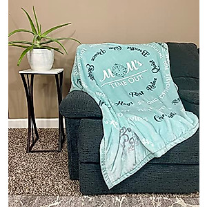 Mom's Time Out Velvet Luxury Throw Blanket 50x60 Soft Sentiments Teal