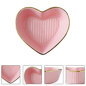 Angoily Porcelain Heart- shaped Bowls Deep Heart Plates Salad Bowl Fruit Bowl for Desserts Pasta Dinner Pink