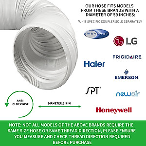 Foozet Air Conditioner Hose, Exhaust Vent with 5.9" Diameter, Anti-Clockwise Thread & Length up to 80", Compatible with Many Portable Air Conditioner
