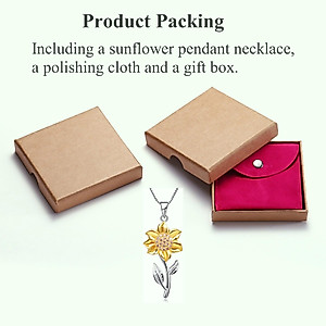 YZSFMZGE 925 Sterling Silver Sunflower Necklace Yellow Gold Plated CZ Flower Pendant with Jewelry Gift Box for Women