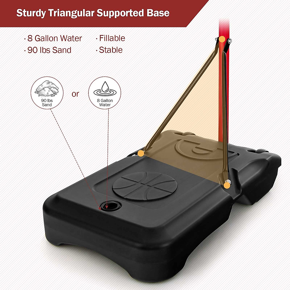 Giantex Portable Basketball Hoop Adjustable Height 6.5-8.5 FT, Backboard System Stand with 2 Wheels, Fillable Base, Weather-Resistant Nylon Net, Basketball Goal Indoor Outdoor for Kids Youth