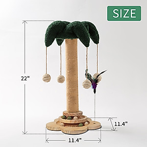 Cat Scratching Post - Cat Scratcher Kitten Toys for Indoor Cats Wooden Ball Track Two-Layer Modern Sisal 22" Tall Scratch Post Interactive Toy with Dangling Ball
